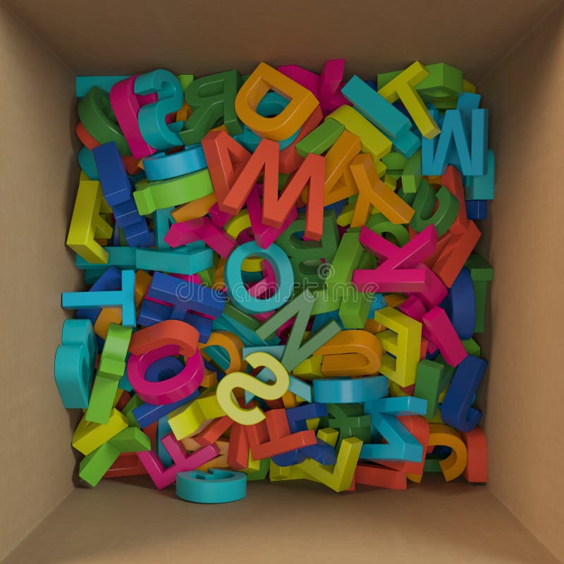 Box Filled with Colored Letters Stock Illustration - Illustration of ...
