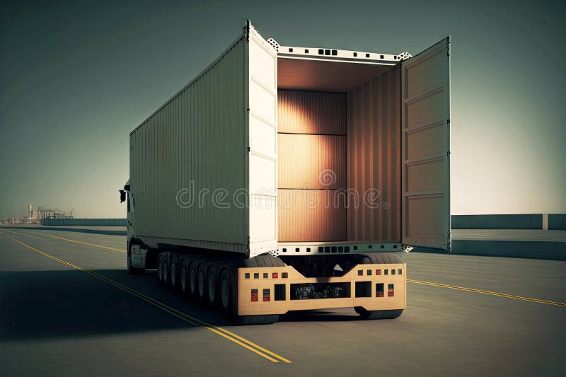 Box-filled Container at Cargo Truck for Long-distance Transportation ...