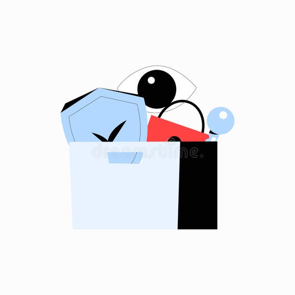 Cybersecurity Essentials in Box in Flat Vector Illustration Symbolizing ...