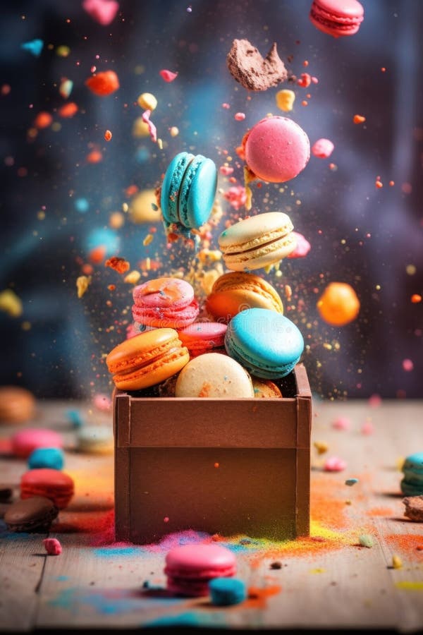 A Box Filled with Lots of Different Colored Macarons. Generative AI ...