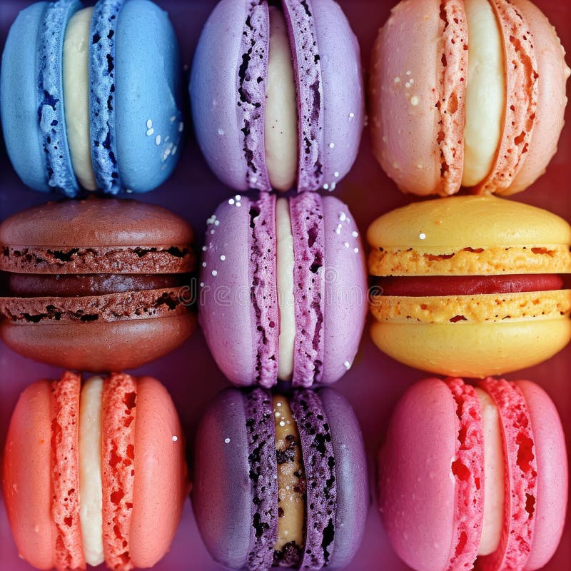 Assorted Macaroons in Colorful Box Stock Illustration - Illustration of ...