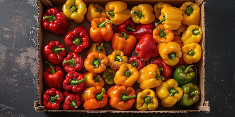 A Box Filled with Variously Colored Peppers Stock Image - Image of ...