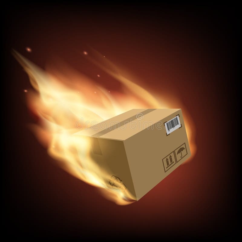 Box on fire. stock vector. Illustration of freight, container - 105866608
