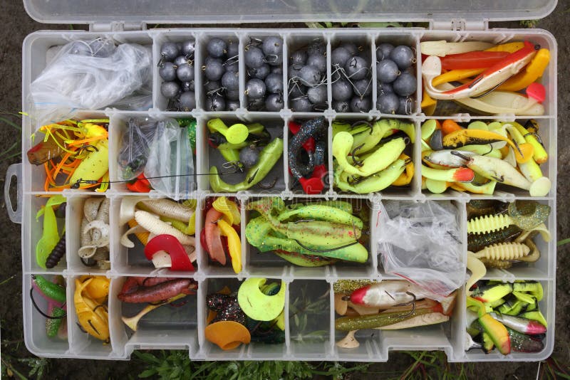 Box with fishing baits stock photo. Image of fish, grab - 14651792