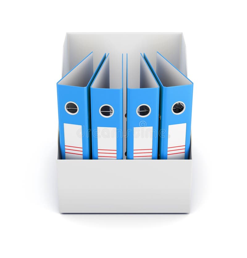 Box with Folders Isolated on White Background. Top View Stock ...