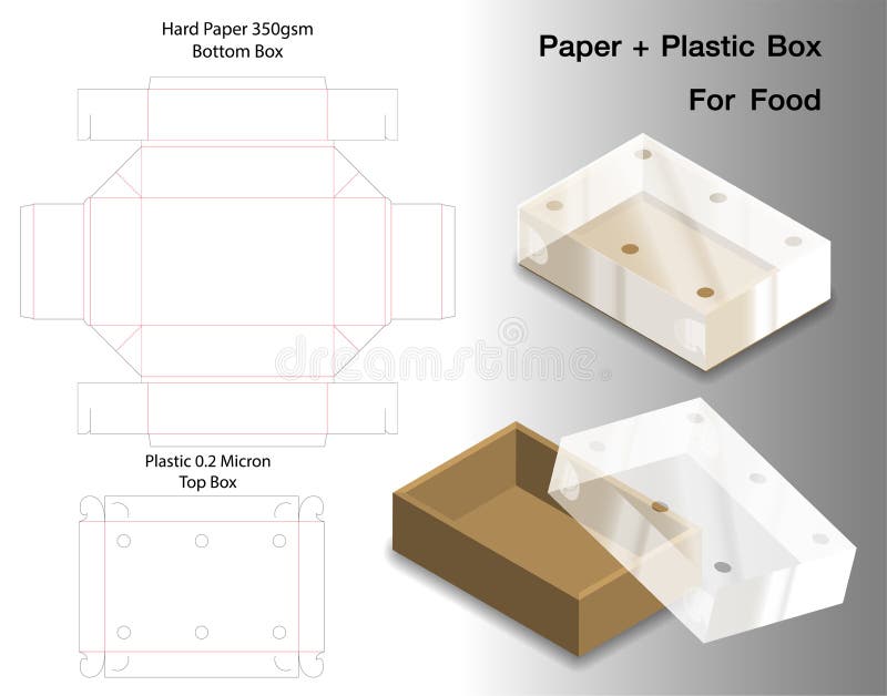 Self Lock Box Template, Vector with Die Cut / Laser Cut Layers. White ...