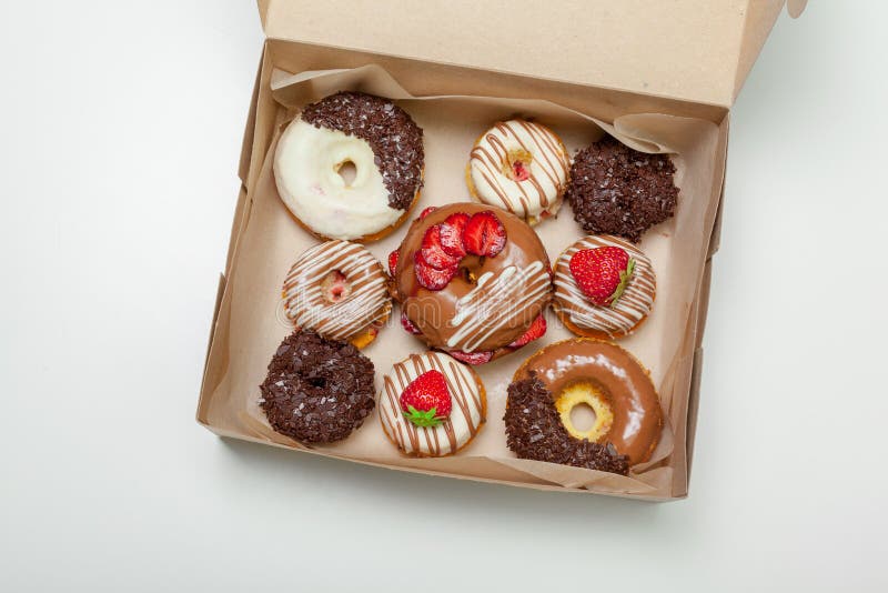Box of fresh donuts stock image. Image of still, closeup - 75834769