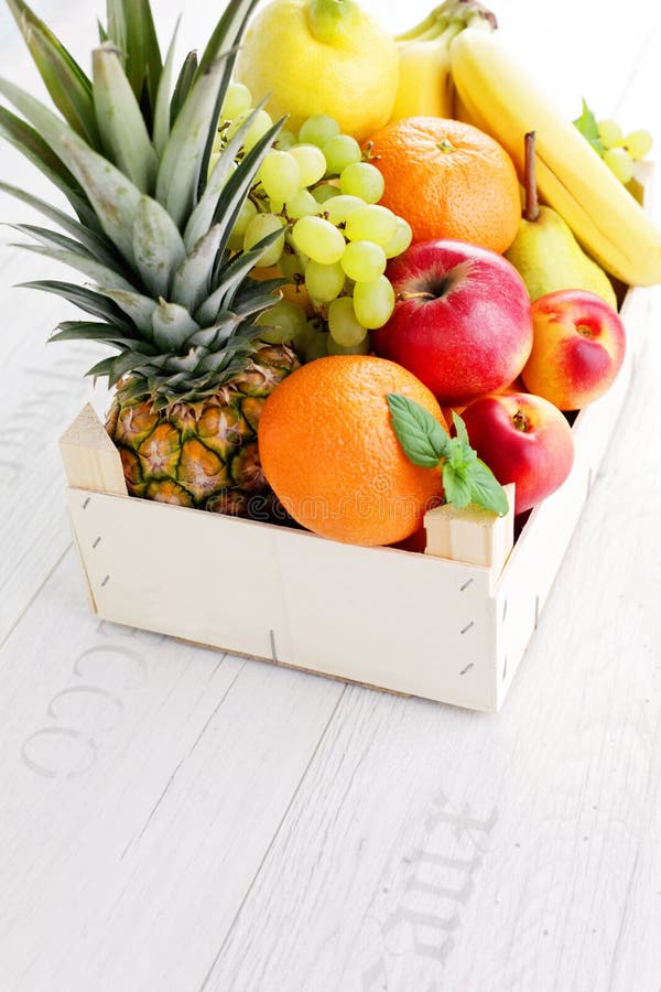 Box of fresh fruits stock image. Image of group, nectarine - 48855823