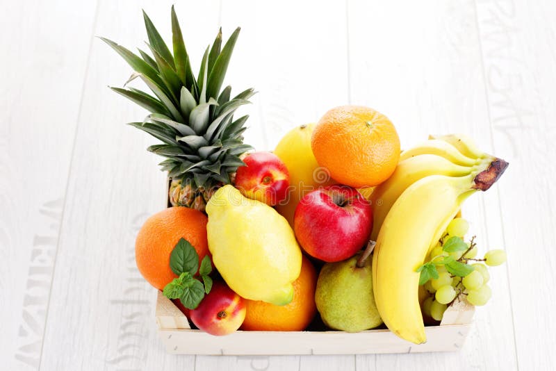 Box of fresh fruits stock photo. Image of group, banana - 48856126