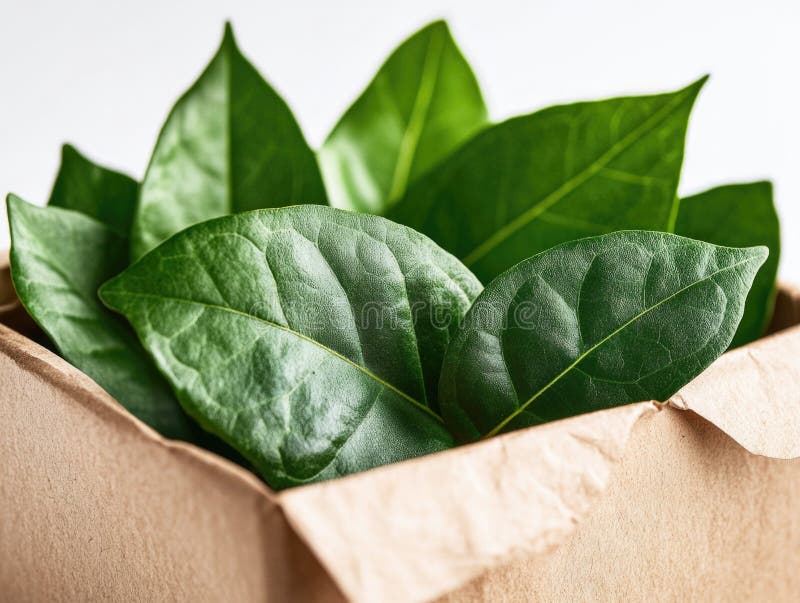 A Box of Fresh Green Leaves Stock Photo - Image of packaging, market ...