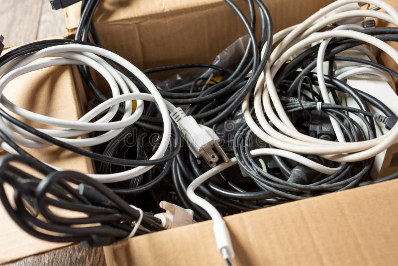 Box full of cables stock image. Image of cable, clutter - 188127343