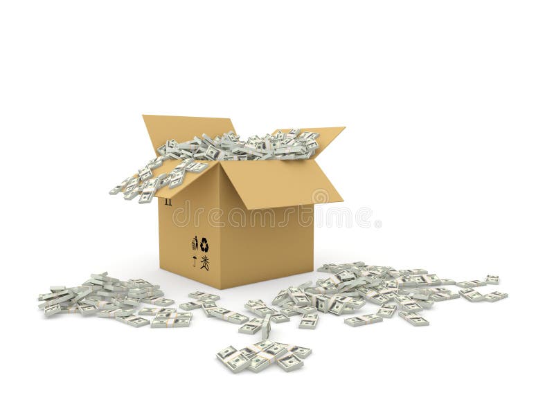 Box full of dollars stock illustration. Illustration of profit - 39124092