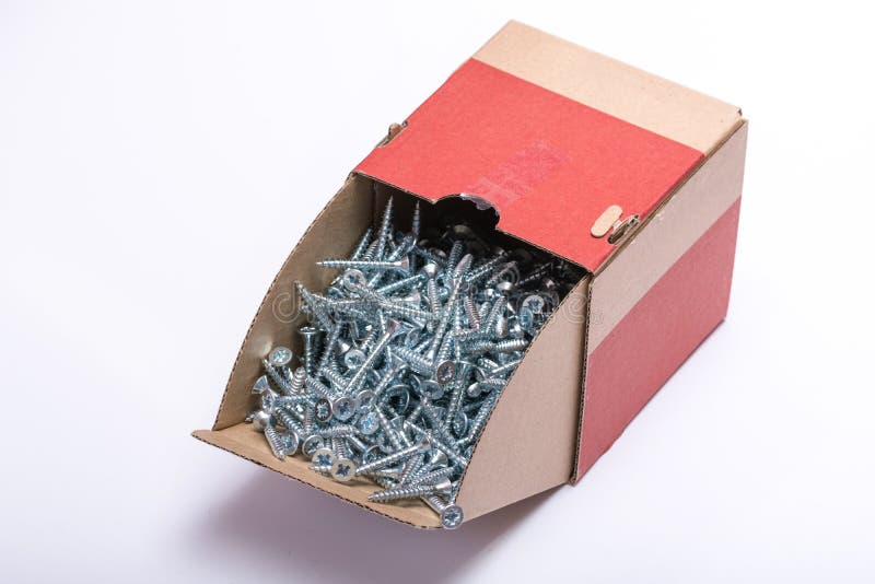 Box full with metal screws stock photo. Image of industrial - 62363398