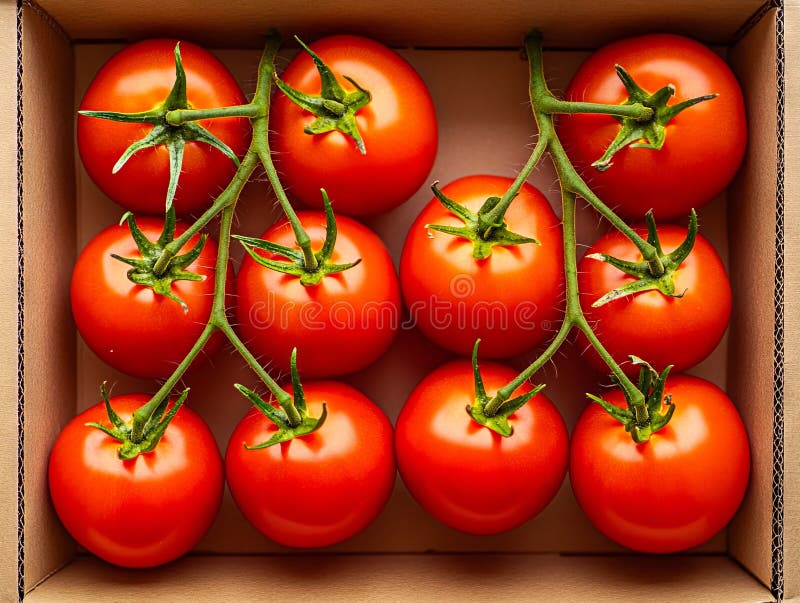 A Box Full of Ripe Tomatoes in a Cardboard Box Stock Photo - Image of ...