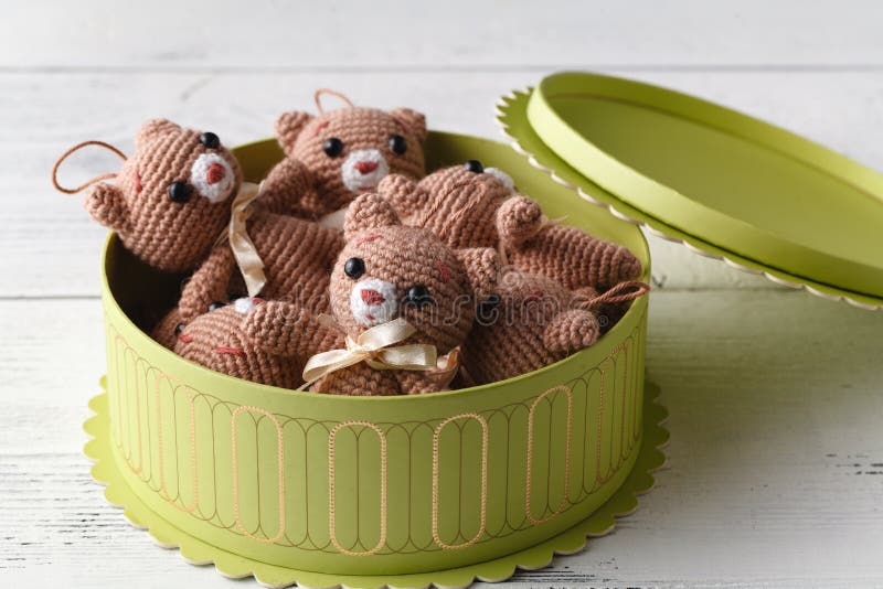Box Full of Toy Cute Knitted Bear Stock Image - Image of clothes ...