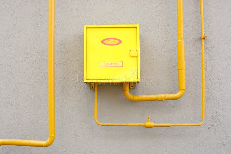 Box and the Gas Pipe on the Wall Stock Image - Image of flowing, bolt ...