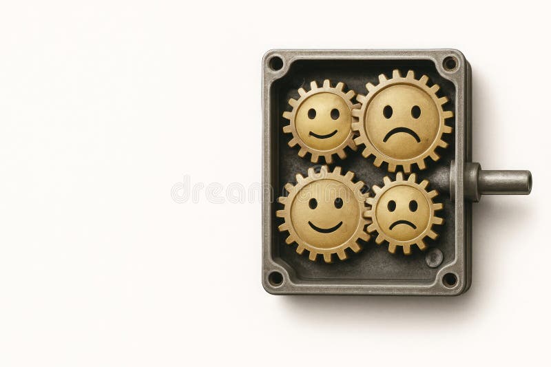 A Box with Gears in the Form of Smiling and Sad Emoticons, the Concept ...