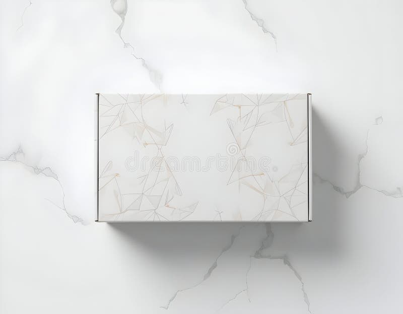 Box with Geometric Design Sitting on a Marble Surface Backdrop Stock ...