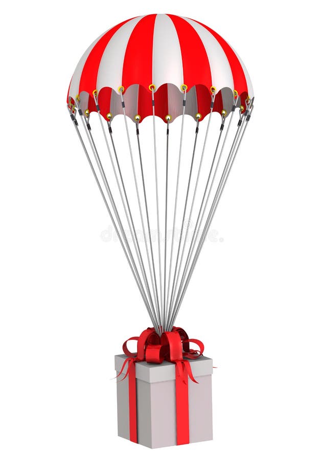 Box with a Gift Flying on a Parachute Stock Illustration - Illustration ...