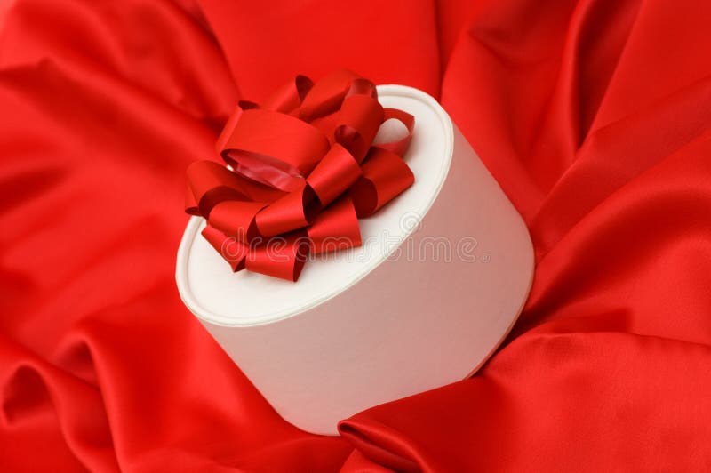 Box with a Gift on a Red Fabric Stock Image - Image of colour, love ...