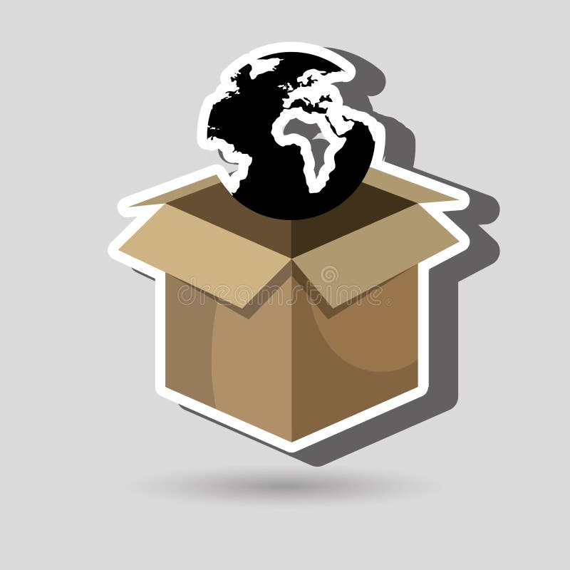 Box global globe stock illustration. Illustration of packaging - 83160620
