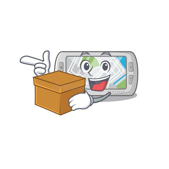 With Box Global Positioning System Isolated the Character Stock Vector ...