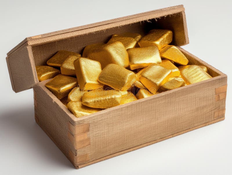 Box with Gold on a White Background Stock Illustration - Illustration ...