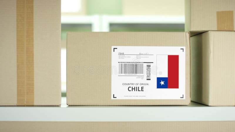 A Box from Chile on the Shelf Stock Photo - Image of cardboard, service ...