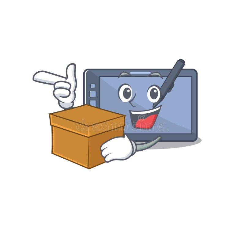 With Box Graphic Tablet Character with Shape Mascot Stock Vector ...