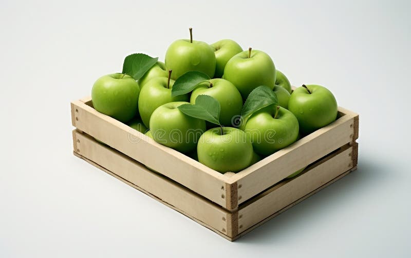 Box of Green Apples, Transparent -Generative Ai Stock Illustration ...