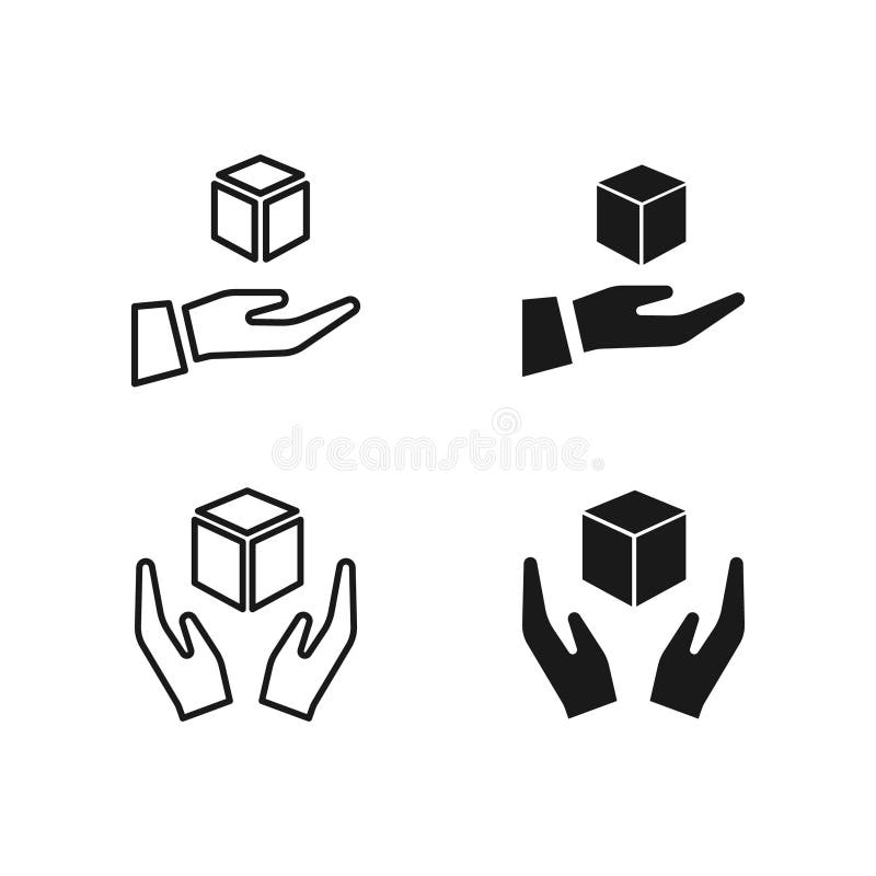Box in Hand Icon Flat Style Isolated on White Background Stock ...