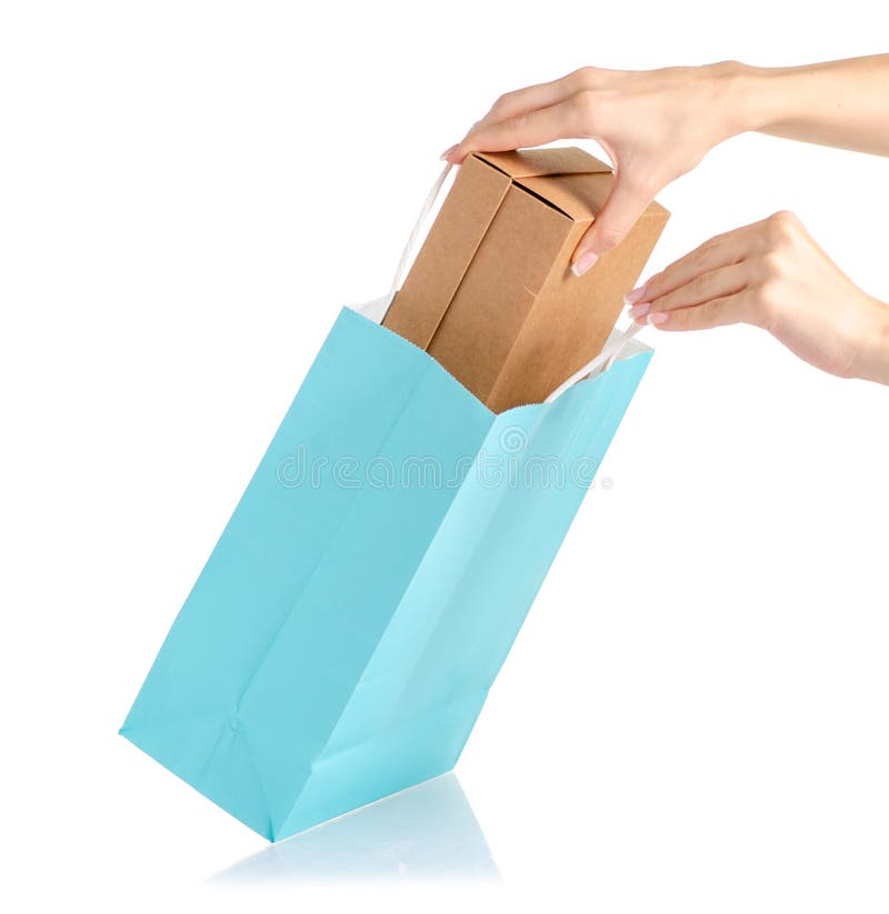 The Box in Hand Paper Bag Package Stock Image - Image of beautiful ...