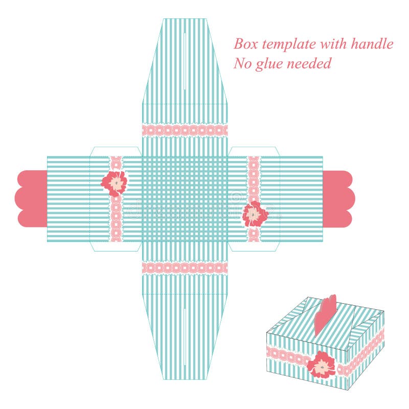 Interesting Square Box Template with Lid, Floral Pattern Stock Vector ...