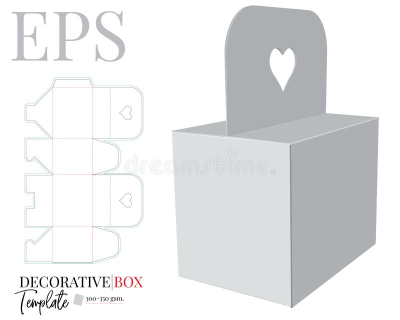 Box with Handle Heart, Template with Die Cut Stock Vector ...