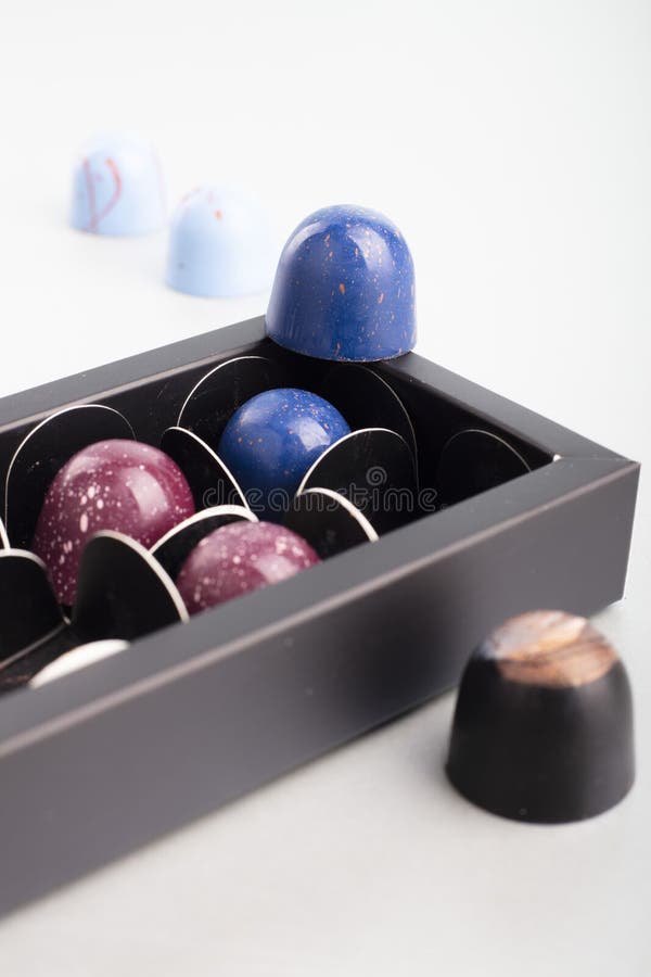 Box of Handmade Chocolates. Product Concept for Chocolatier Stock Photo ...