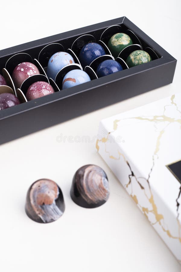 Box of Handmade Chocolates. Product Concept for Chocolatier Stock Photo ...