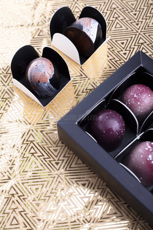 Box of Handmade Chocolates. Product Concept for Chocolatier Stock Photo ...