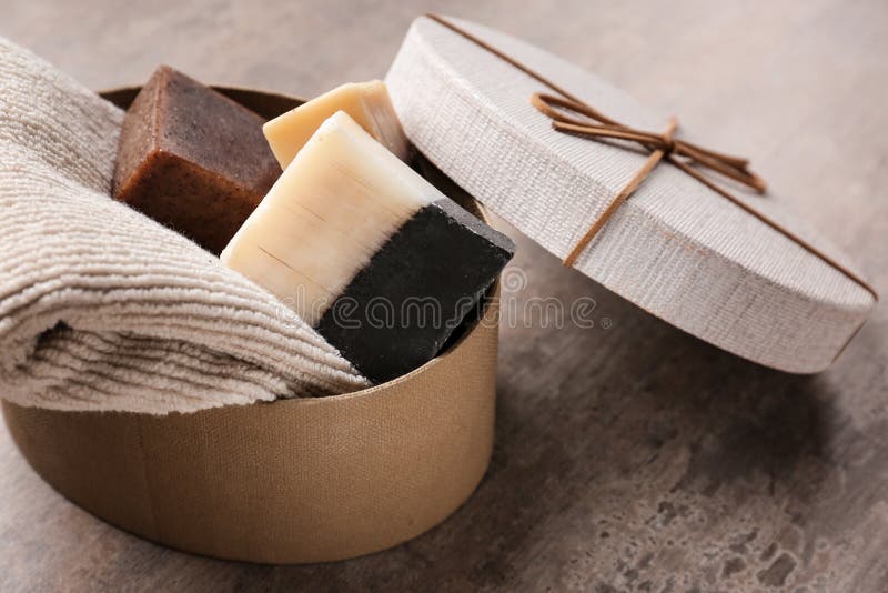 Box with Handmade Soap on Table Stock Photo - Image of color, care ...
