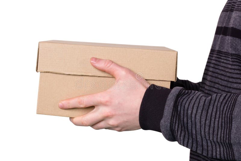 Box in hands for a man stock image. Image of person, paper - 29294813