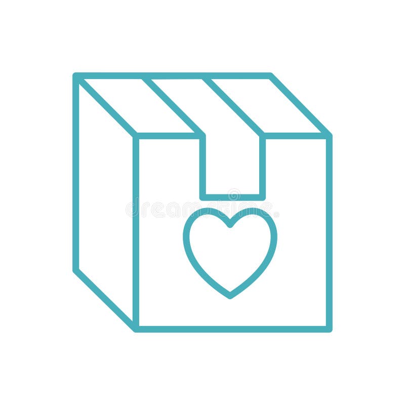 Box with Heart As Donation Symbol Line Style Icon Vector Design Stock ...