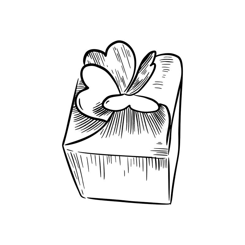 Box with Hearts Sketch Vector Illustration Hand Draw Stock Vector ...