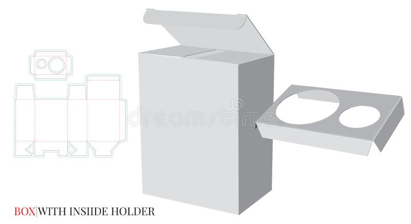 Box with Holder Inside Template. Vector with Die Cut / Laser Cut Layers ...