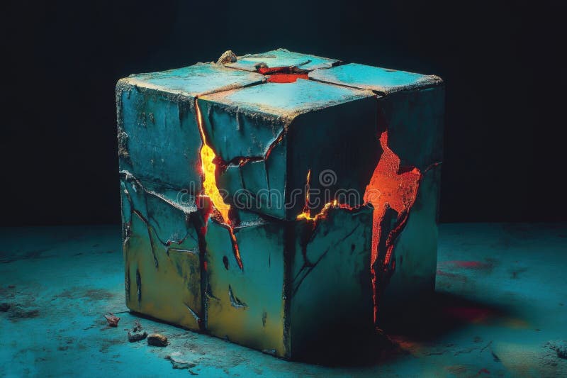 A Box with a Hole in it and a Fire Inside Stock Illustration ...
