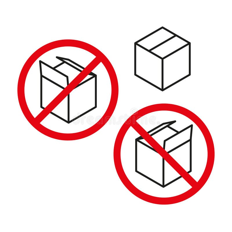 Box Icon. Prohibited Open Box. Red Warning Symbol. Vector Simple ...