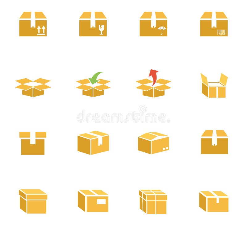 Box icon set stock vector. Illustration of sign, color - 88089150