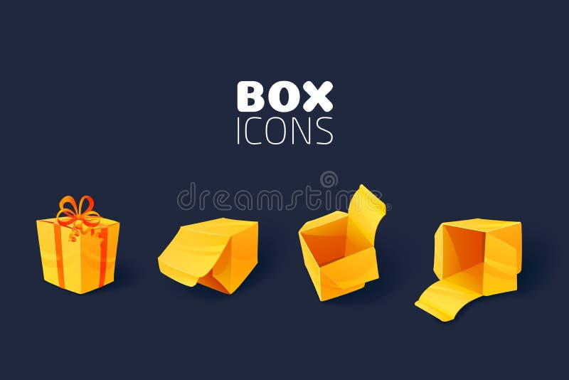 Box Icon Set stock illustration. Illustration of concept - 80222524