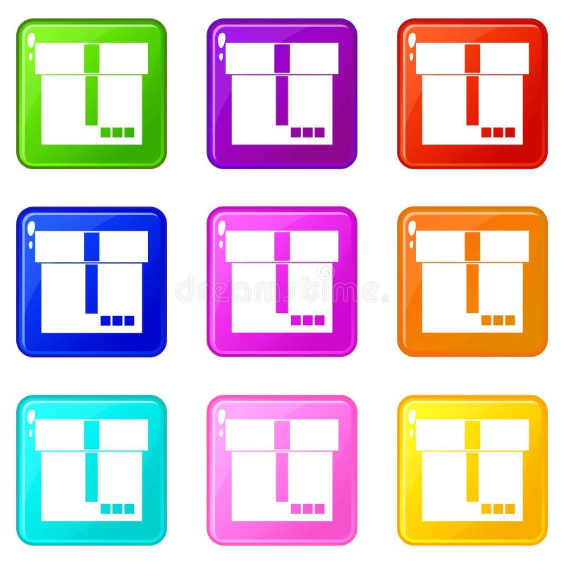 Box icons 9 set stock vector. Illustration of collection - 96331607