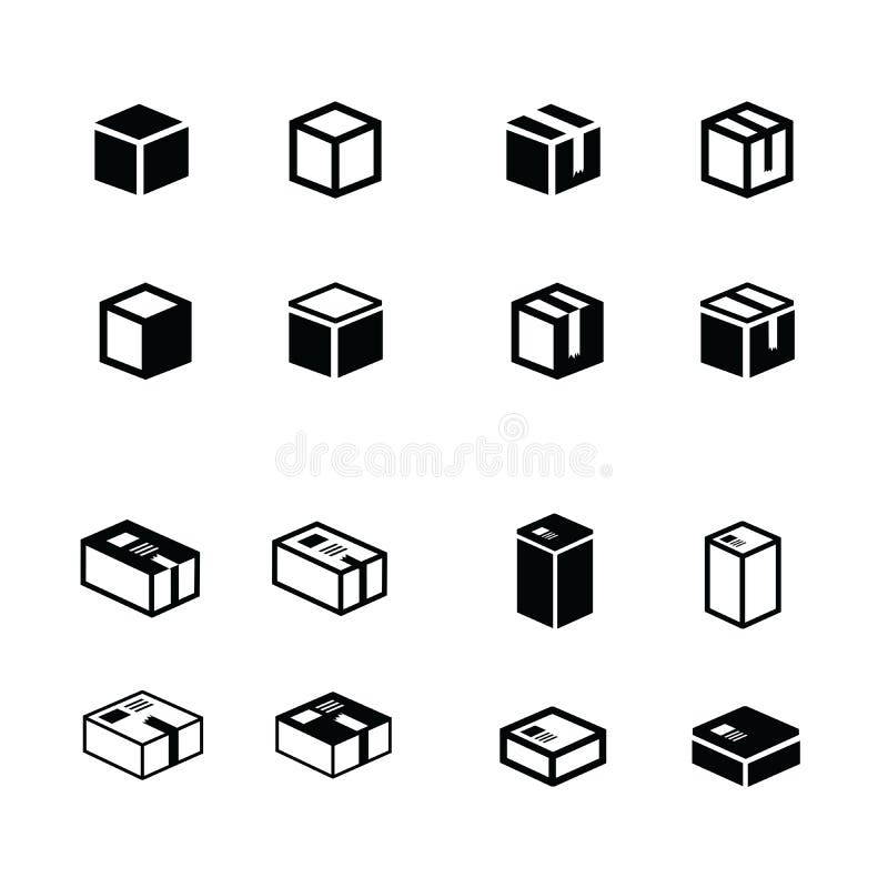 Box icons set stock illustration. Illustration of open - 87332660