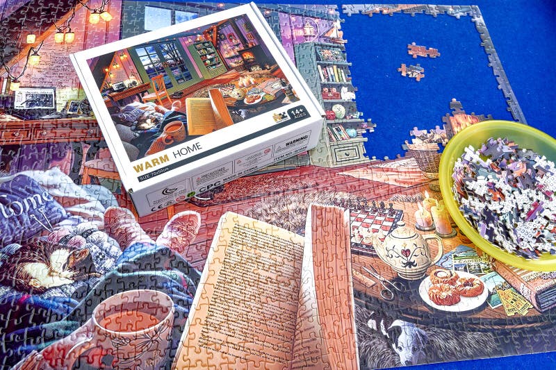Box of Jigsaw Puzzle with a View To Jigsaw Pieces Editorial Photo ...