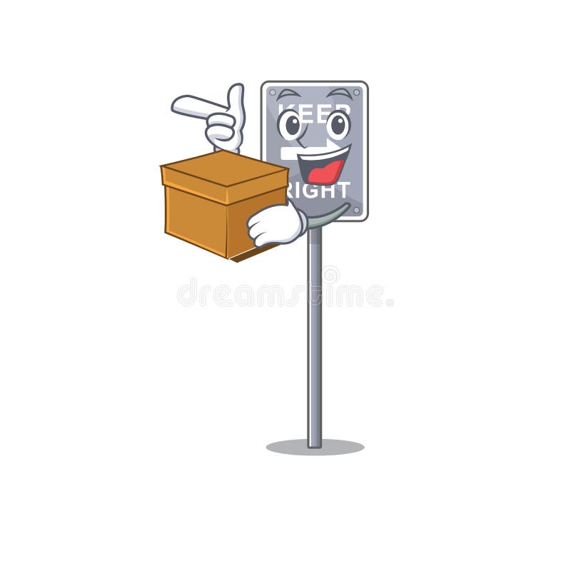With Box Keep Right Isolated in the Cartoon Stock Vector - Illustration ...
